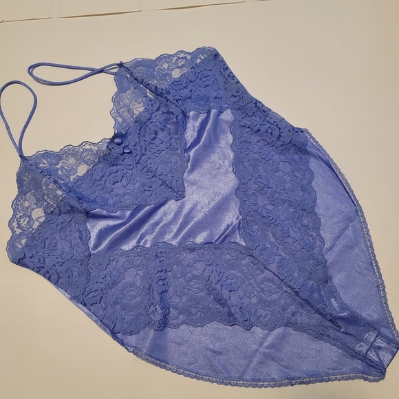 Intimates & Sleepwear | Vintage Blue Lace Teddy Bodysuit Lingerie ...